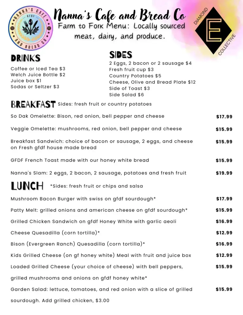 Cafe Menu – Welcome To Nanna's Café and Bread Co.